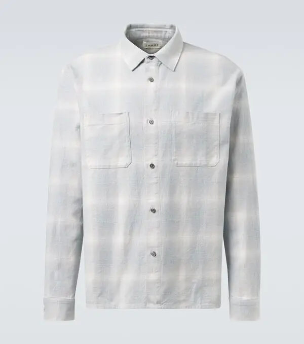 FRAME Checked Cotton Overshirt - Blue