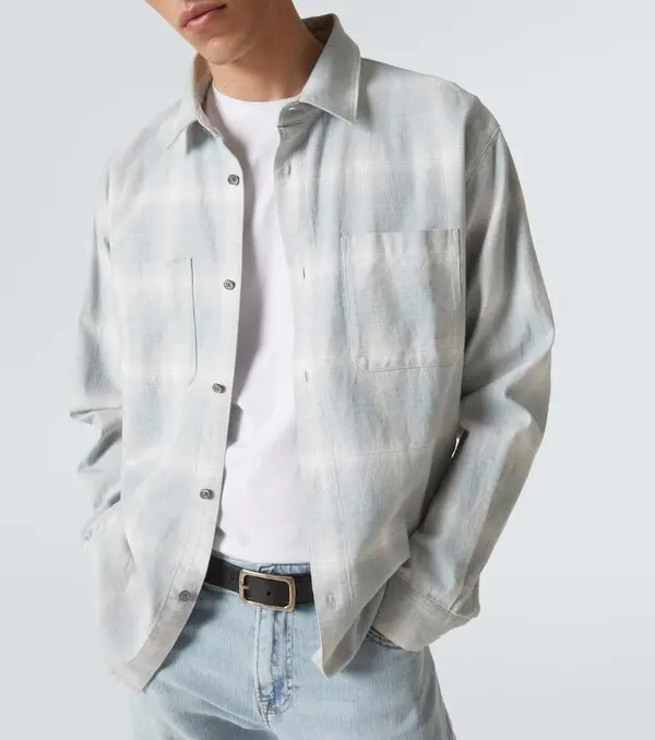 FRAME Checked Cotton Overshirt - Blue