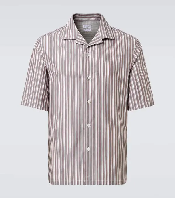 Brunello Cucinelli Striped Cotton Bowling Shirt