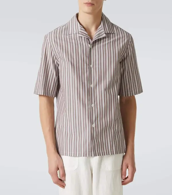Brunello Cucinelli Striped Cotton Bowling Shirt