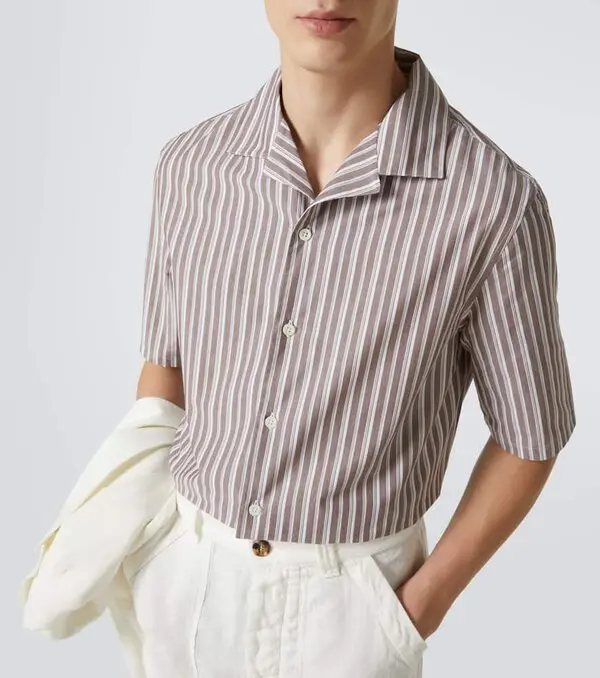 Brunello Cucinelli Striped Cotton Bowling Shirt