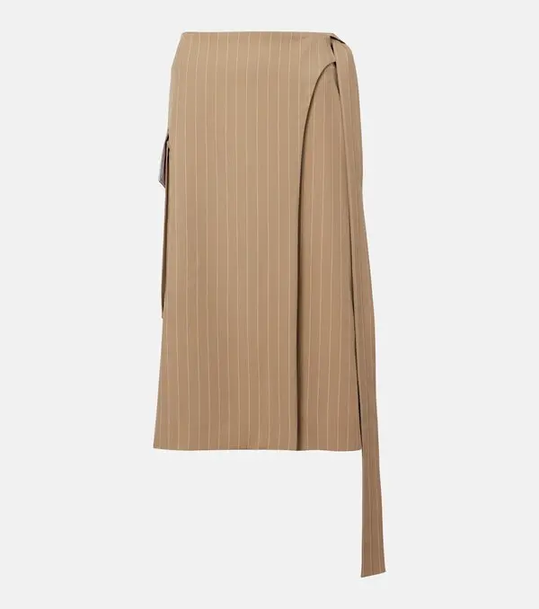 Victoria Beckham Pinstripe Wool Midi Skirt