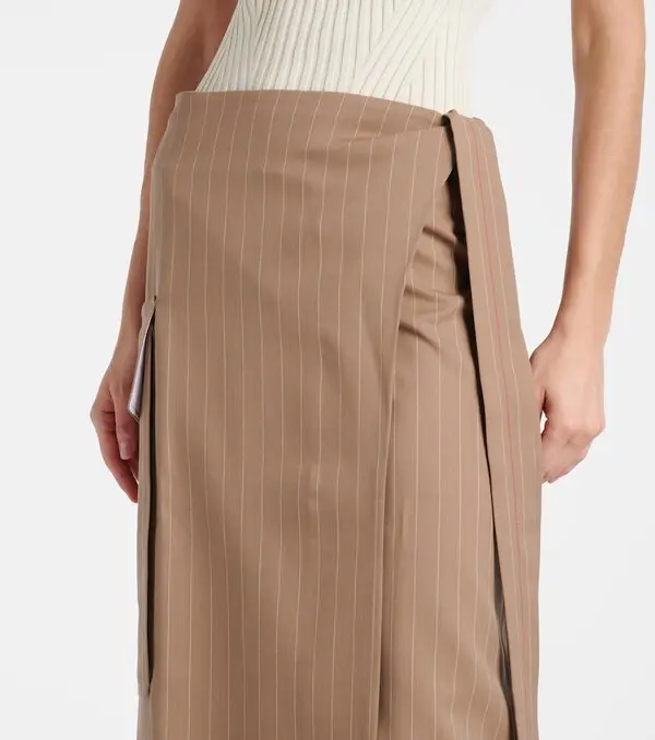 Victoria Beckham Pinstripe Wool Midi Skirt