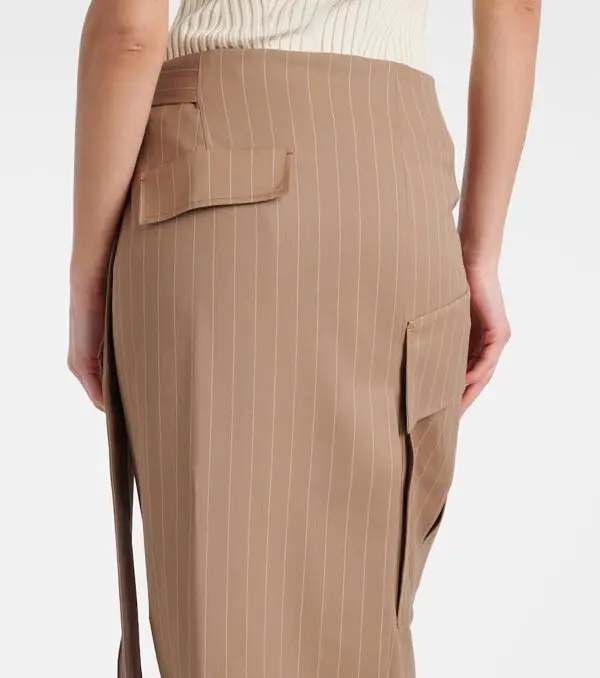 Victoria Beckham Pinstripe Wool Midi Skirt