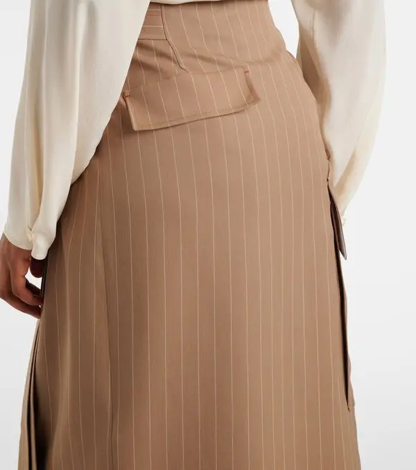 Victoria Beckham Pinstripe Wool Midi Skirt