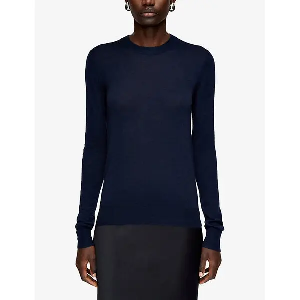 JOSEPH Cashair Round-neck Cashmere Jumper - Navy
