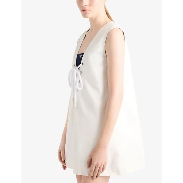 Prada Front-tie V-neck Mini Dress