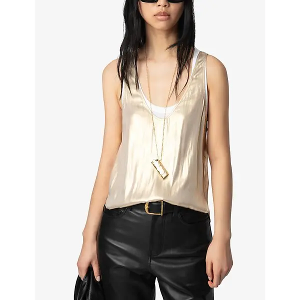 Zadig&Voltaire Tarys Iridescent Satin Top - Gold