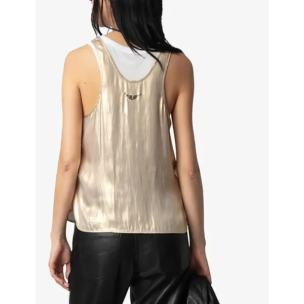 Zadig&Voltaire Tarys Iridescent Satin Top - Gold