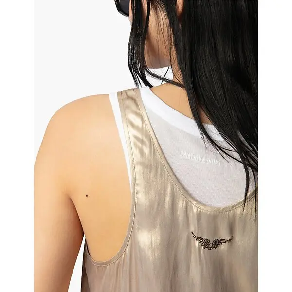 Zadig&Voltaire Tarys Iridescent Satin Top - Gold