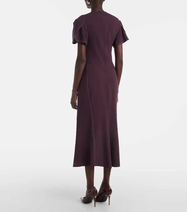 Victoria Beckham Gathered Wool-blend Midi Dress