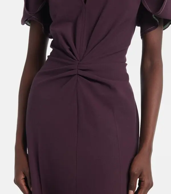 Victoria Beckham Gathered Wool-blend Midi Dress