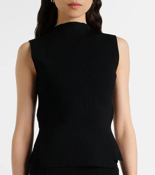 Victoria Beckham Ribbed-knit Top - Black