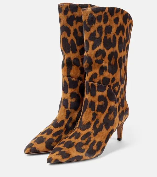 Paris Texas Gaia 60 Leopard-print Suede Boots