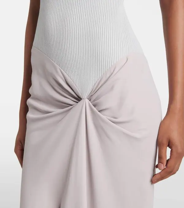 Victoria Beckham Knit-detail Crepe Maxi Dress