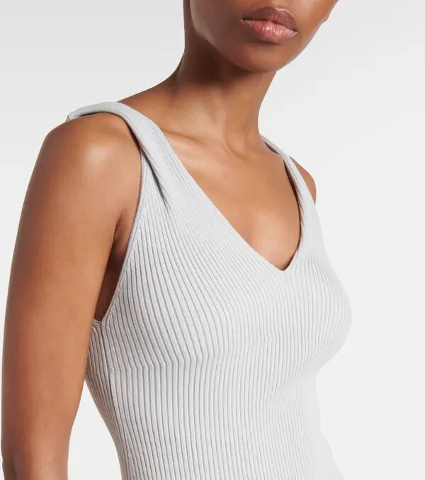 Victoria Beckham Knit-detail Crepe Maxi Dress