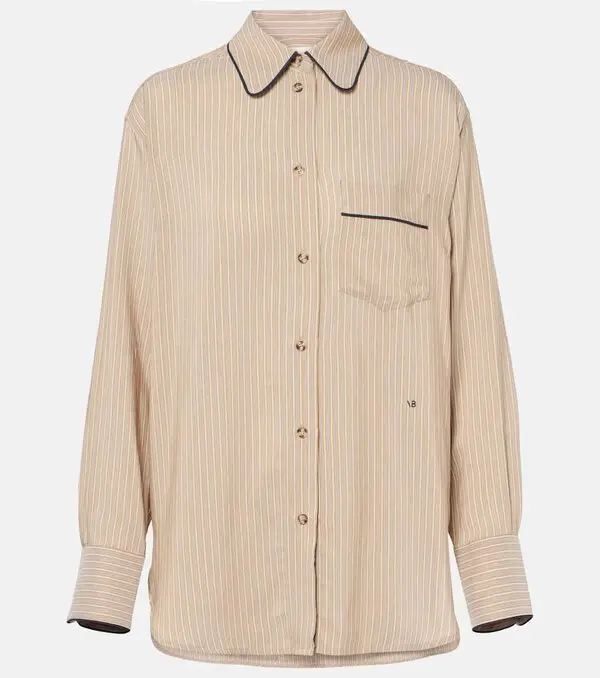 Victoria Beckham Striped Pajama Shirt - Beige