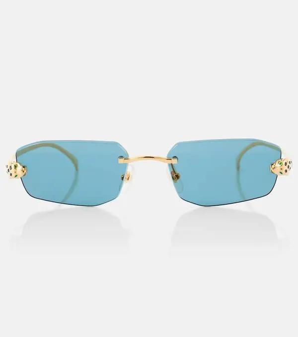 Cartier Panthere De Rectangular Sunglasses - Blue