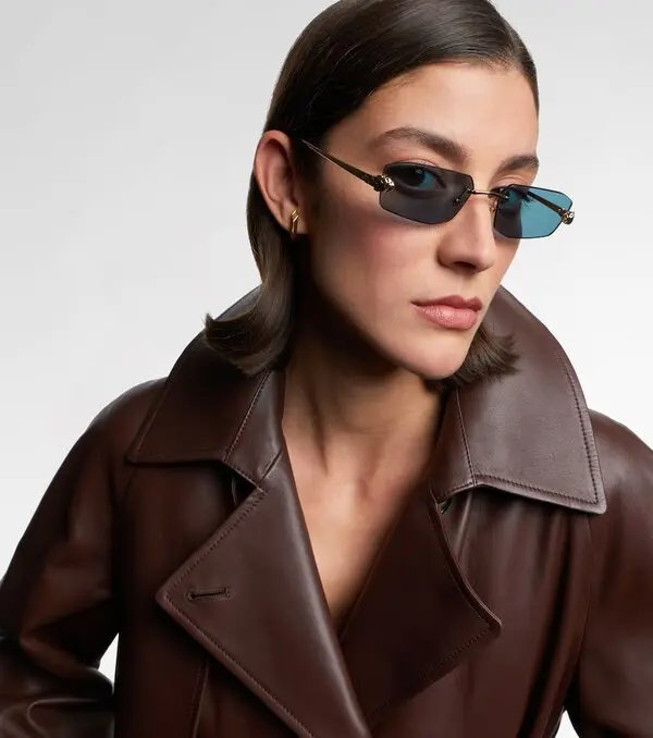Cartier Panthere De Rectangular Sunglasses - Blue