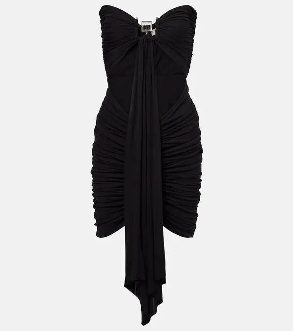Christopher Esber Bezel Quartz Gathered Mini Dress - Black