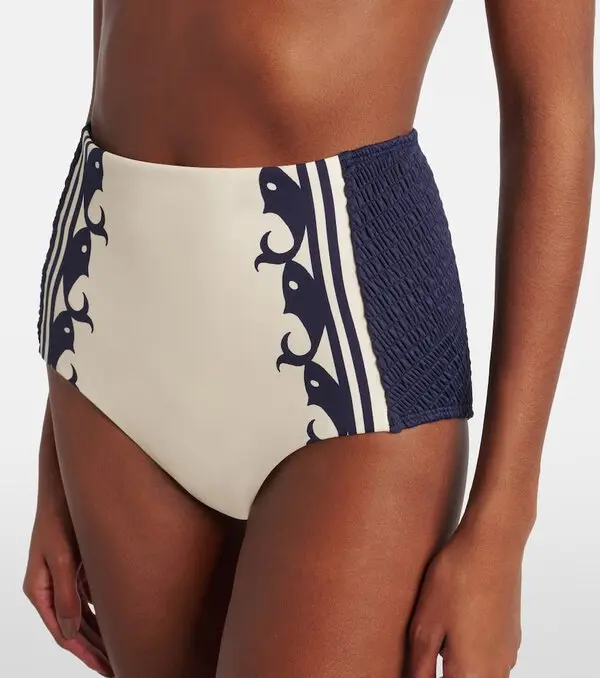 ALEMAIS Marine Printed Smocked Bikini Bottoms
