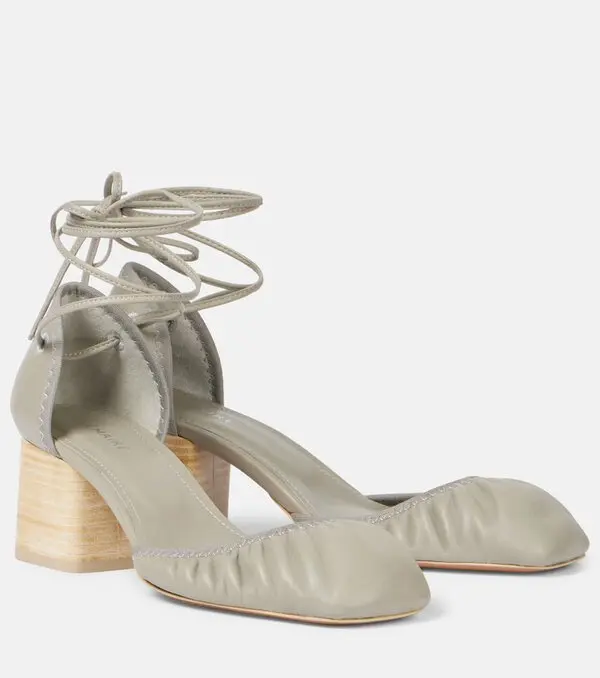 LEMAIRE Micro Ballerina 55 Leather Pumps - Grey