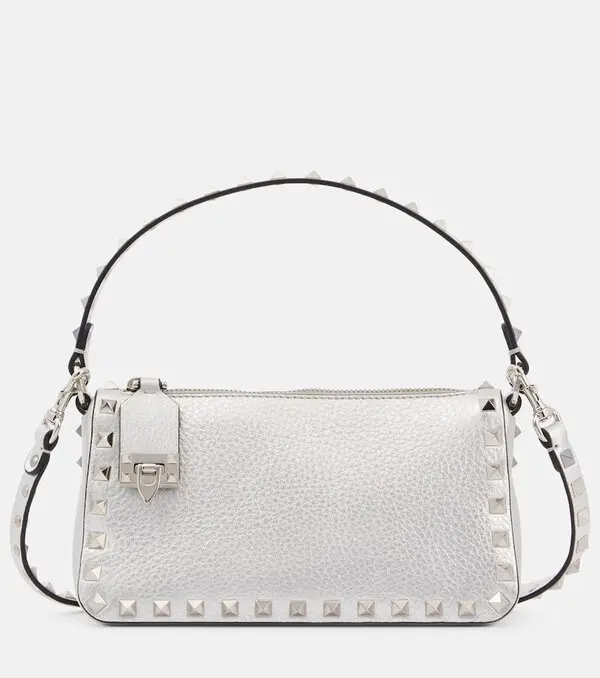 Valentino Garavani Rockstud Small Leather Crossbody Bag - Silver