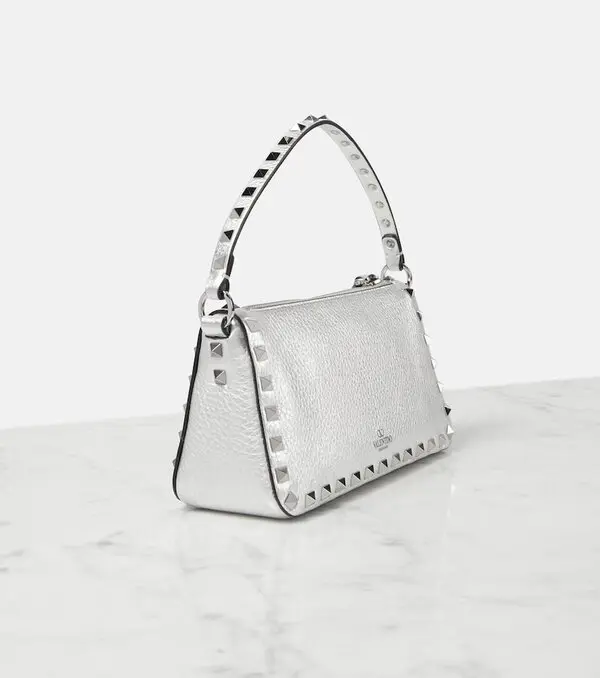 Valentino Garavani Rockstud Small Leather Crossbody Bag - Silver