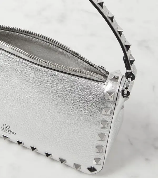 Valentino Garavani Rockstud Small Leather Crossbody Bag - Silver