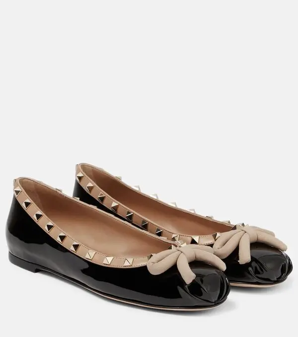Valentino Garavani Rockstud Patent Leather Ballet Flats