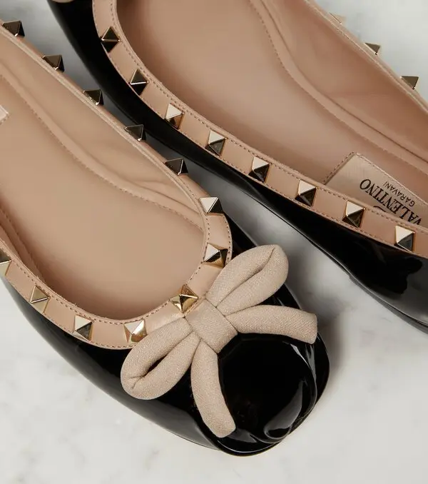 Valentino Garavani Rockstud Patent Leather Ballet Flats