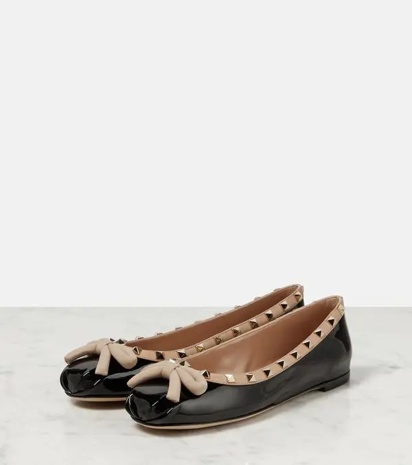 Valentino Garavani Rockstud Patent Leather Ballet Flats