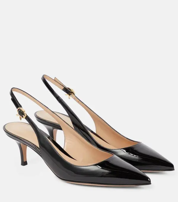 GIANVITO ROSSI Ribbon Sling 55 Leather Slingback Pumps - Black