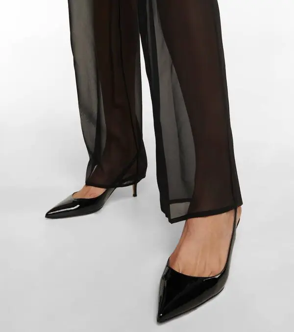 GIANVITO ROSSI Ribbon Sling 55 Leather Slingback Pumps - Black