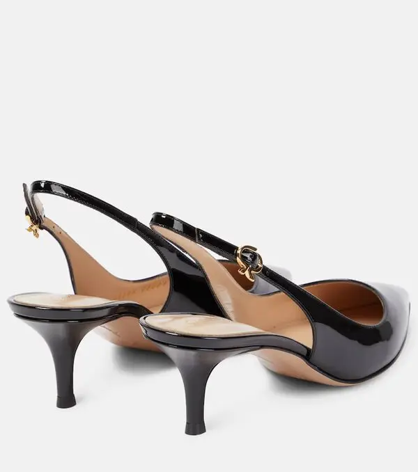 GIANVITO ROSSI Ribbon Sling 55 Leather Slingback Pumps - Black