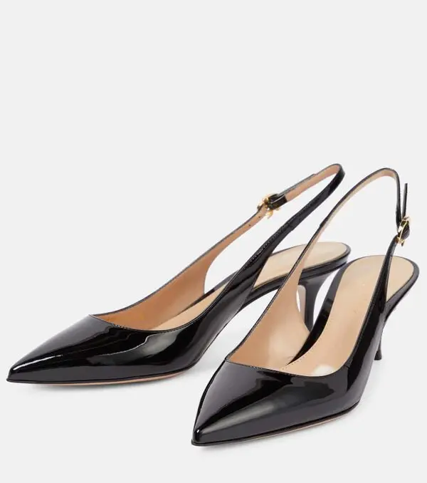 GIANVITO ROSSI Ribbon Sling 55 Leather Slingback Pumps - Black