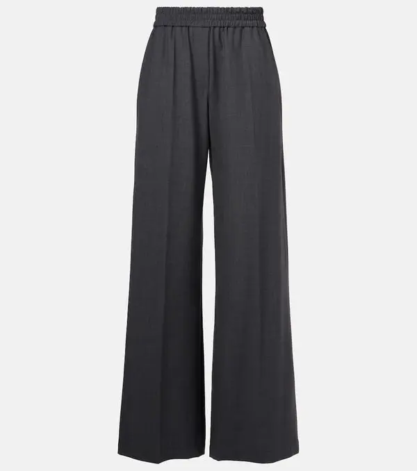 Brunello Cucinelli Wool-blend Wide-leg Trousers - Grey