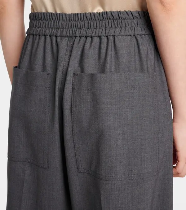 Brunello Cucinelli Wool-blend Wide-leg Trousers - Grey