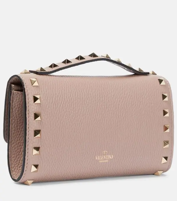 Valentino Garavani Rockstud Mini Leather Wallet On Chain