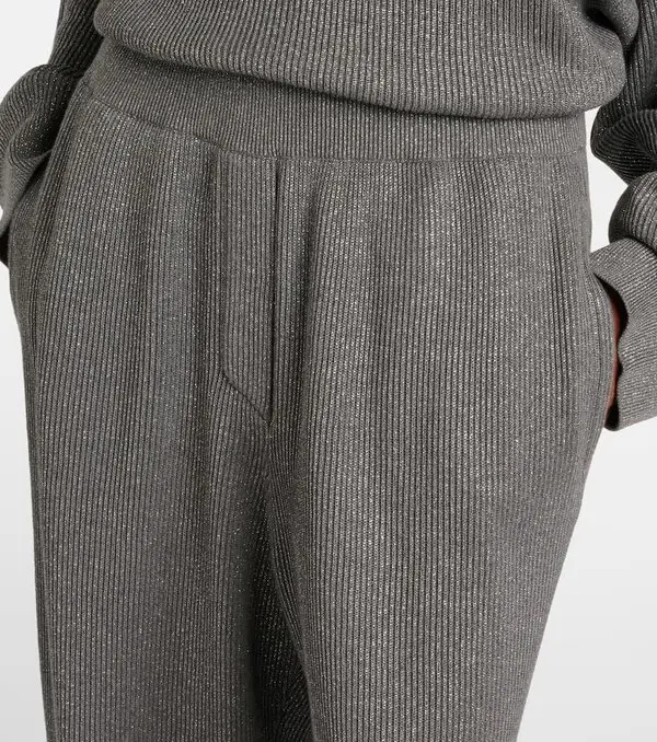 Brunello Cucinelli Cotton-blend Lame Wide-leg Trousers