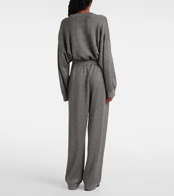Brunello Cucinelli Cotton-blend Lame Wide-leg Trousers