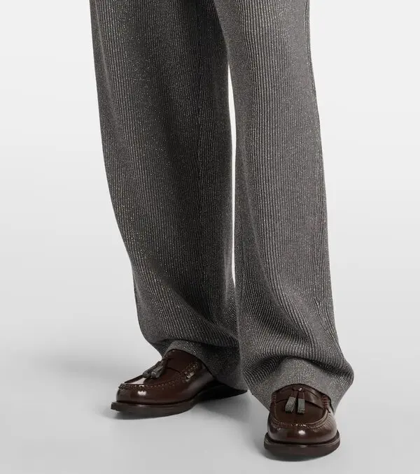 Brunello Cucinelli Cotton-blend Lame Wide-leg Trousers