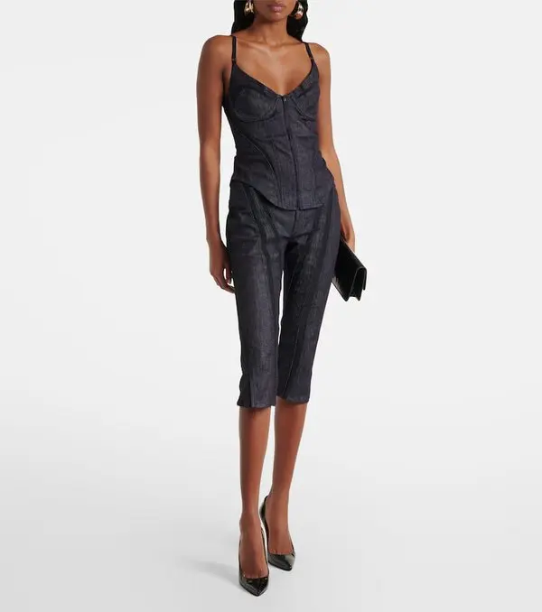 MUGLER Mesh-trimmed Capri Pants