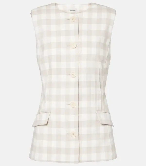 Simkhai Calliope Gingham Vest - Beige