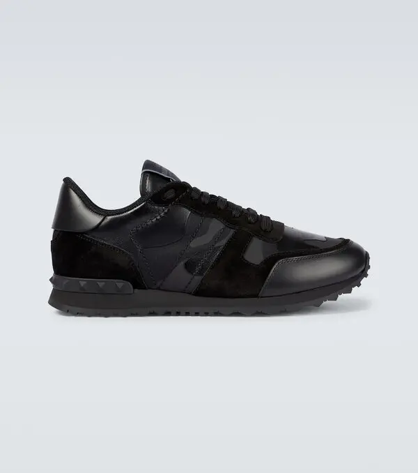 Valentino Garavani Rockrunner Leather Sneakers - Black