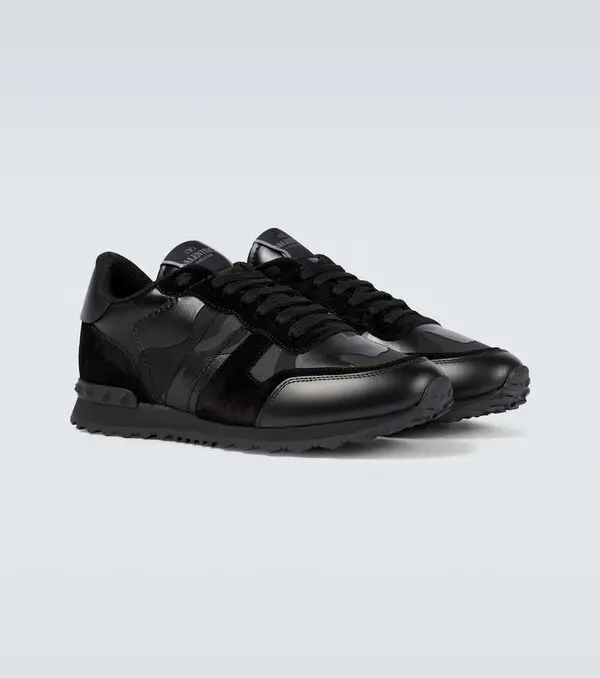 Valentino Garavani Rockrunner Leather Sneakers - Black