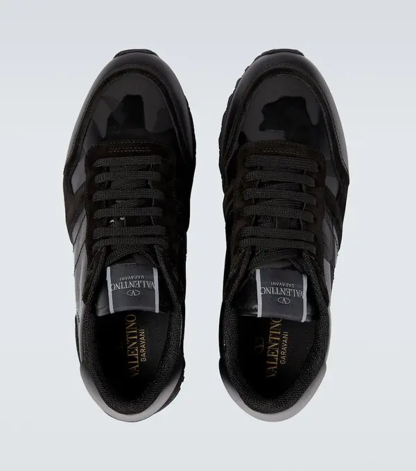 Valentino Garavani Rockrunner Leather Sneakers - Black