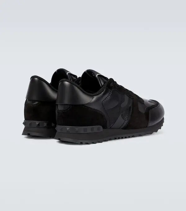 Valentino Garavani Rockrunner Leather Sneakers - Black