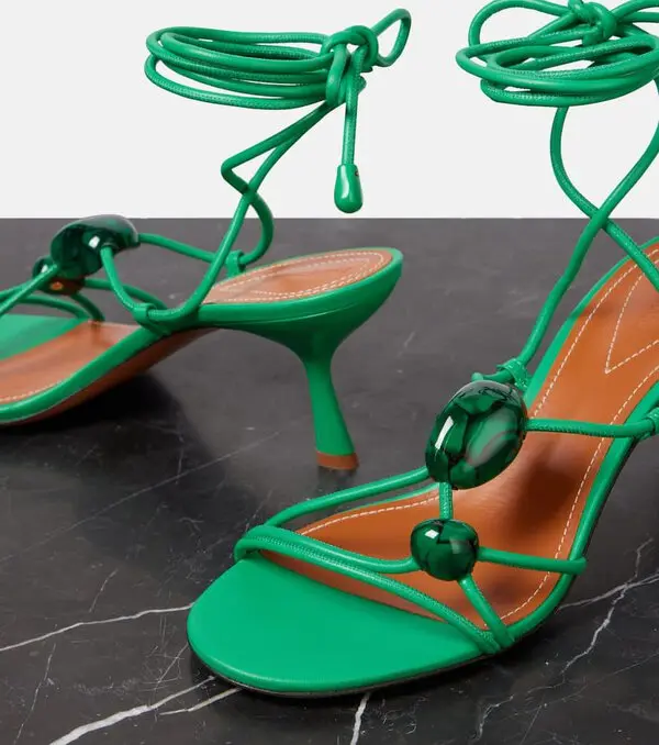 Zimmermann Gleam 65 Embellished Leather Sandals - Green