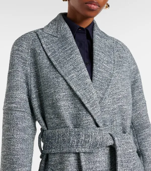 Victoria Beckham Boucle Tweed Wrap Coat